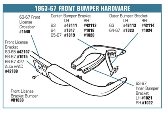 Front Bumper Bracket. Center RH 64 | Shop Front Bumper at Northern Corvette