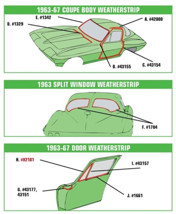 Weatherstrip. Windshield Channel Coupe 63-67 | Shop C2 Weatherstrip ...
